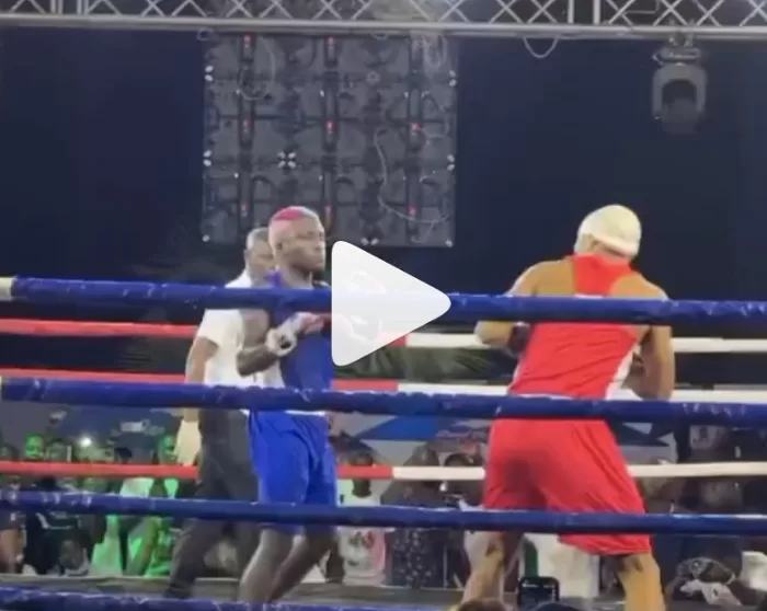 Portable Destroys Charles Okocha In A Boxing Fight (VIDEO)